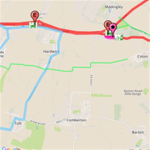 A428 express and local bus services : Scribble Maps