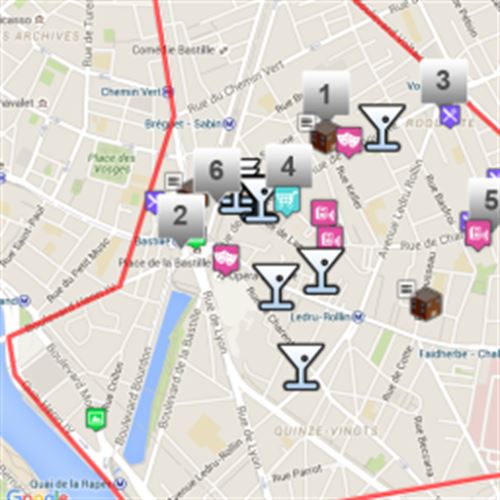 Map of the Bastille, Paris : Scribble Maps