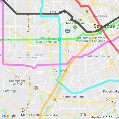 Vta Light Rail Map Google Maps | Americanwarmoms.org