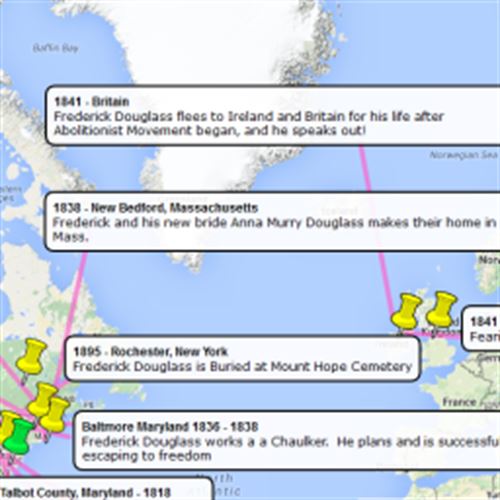 Map of all Frederick Douglass life journies : Scribble Maps